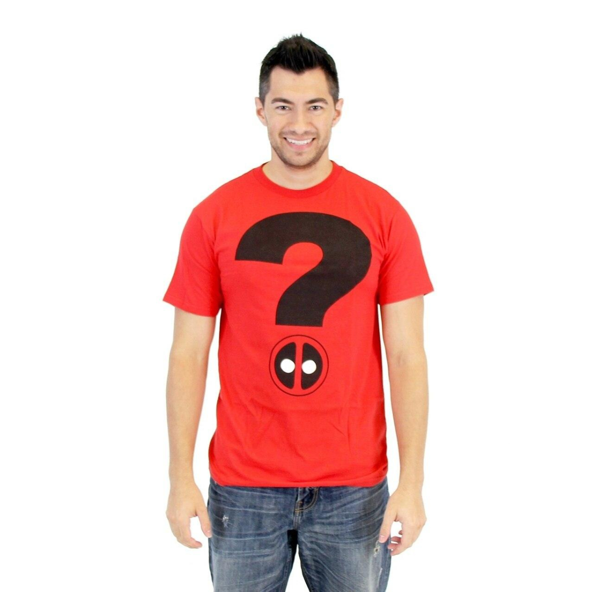 Marvel Deadpool Question Mark Adult Flip Red T-Shirt - Marvel Comics ...