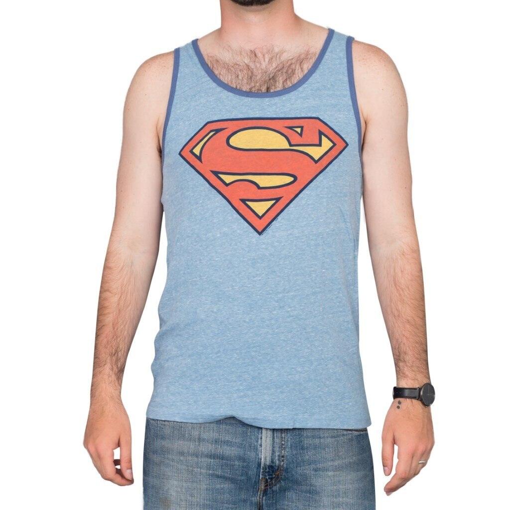 Junk Food DC Comics Superman Logo Adult Heather Blue Tank - Superman ...