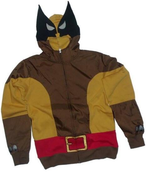 Marvel X-Men Wolf Wolverine Adult Brown Costume Hoodie Sweatshirt ...